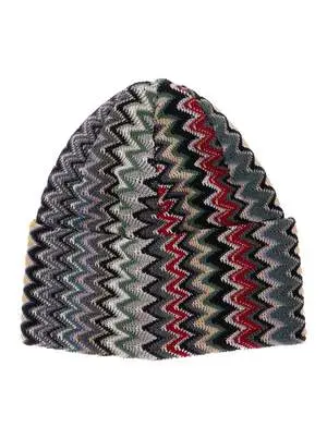Missoni Beanie With Turn-up Brim Zigzag Motif In Wool Blend For - Multicolor