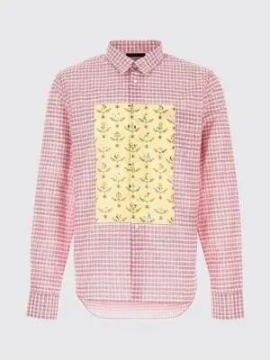 Prada Floral Print Checked Cotton Poplin Shirt - Red