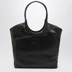 Miu Miu Ivy Shopping Tote In Lambskin Leather, Coffee - Brown