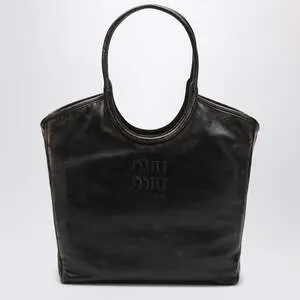 Miu Miu Ivy Shopping Tote In Lambskin Leather - Brown