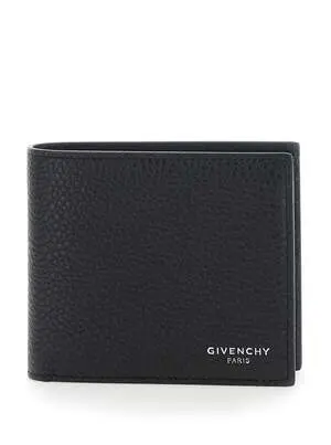 Givenchy Bi-fold Wallet With Logo Lettering On The Front In Black Pebbled Leather For - Multicolor