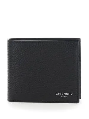 Givenchy Bi-fold Wallet With Logo Lettering On The Front In Black Pebbled Leather For - Multicolor