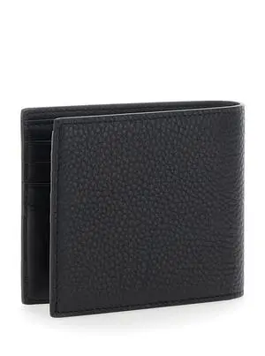 Givenchy Bi-fold Wallet With Logo Lettering On The Front In Black Pebbled Leather For - Multicolor