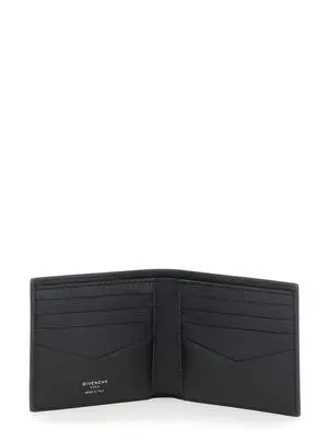Givenchy Bi-fold Wallet With Logo Lettering On The Front In Black Pebbled Leather For - Multicolor