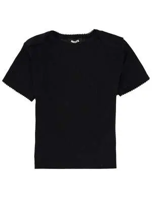 ROTATE BY BIRGER CHRISTENSEN Pointelle T-shirt - Black