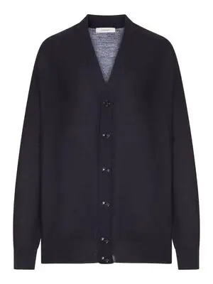 LEMAIRE Relaxed Twisted Cardigan In Merino Blend - Black