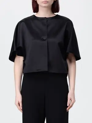 Max Mara Short Satin Jacket With Back Bow - Black