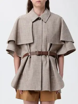 Max Mara Tartan Cotton Cape - Brown