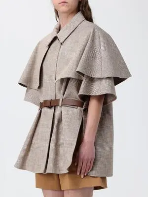 Max Mara Tartan Cotton Cape - Brown