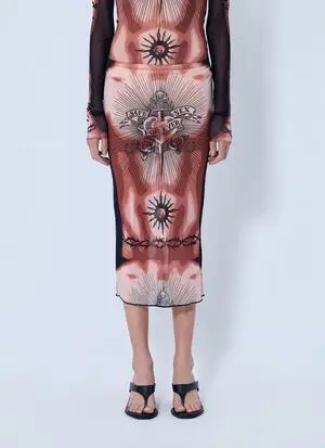 JEAN PAUL GAULTIER Tattoo Long Skirt - Brown