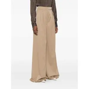 Max Mara Virgin Wool Palazzo Trousers - Brown