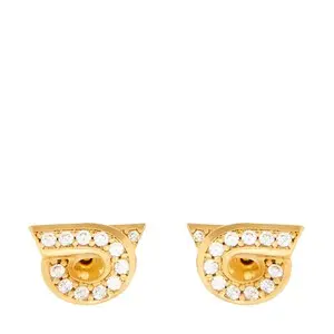 FERRAGAMO Gancini Crystals Earrings - Gold