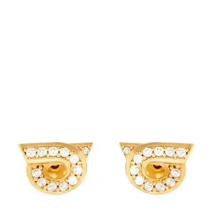 FERRAGAMO Gancini Crystals Earrings - Gold