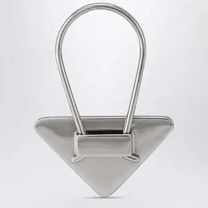 Prada Silver Keyring In Enamelled Metal