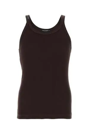 Dolce & Gabbana Chocolate Cotton Tank Top - Brown