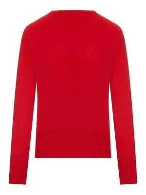 Miu Miu Cashmere V-neck Sweater With Logo - Red