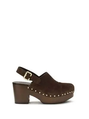 Chloé Jeannette Wedge Clogs In Glossy Calfskin - Brown
