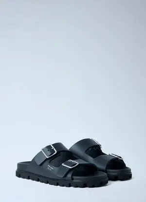 Prada Rubber Double Strap Slides