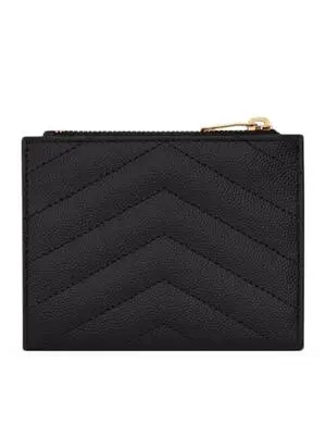 Saint Laurent Cassandre Quilted Bi-fold Wallet In Powder Grain Embossed Leather