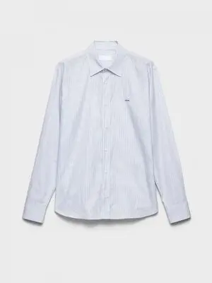 Prada Striped Cotton Poplin Shirt - Blue