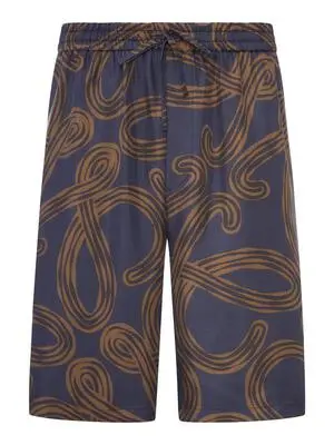 Loewe X Paula`s Ibiza Silk Twill Shorts With All-over Anagram Print - Multicolor