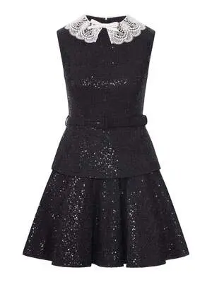 SELF-PORTRAIT Sequin Boucle Dress - Black