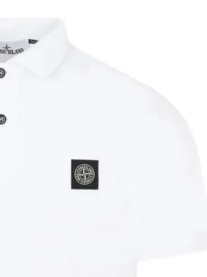 Stone Island Slim Fit Cotton Piqué Polo Shirt - White