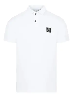 Stone Island Slim Fit Cotton Piqué Polo Shirt - White
