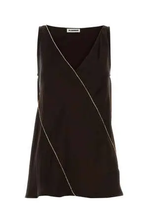 JIL SANDER Chocolate Viscose Top - Brown