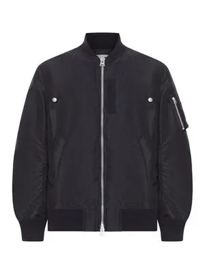 Sacai Nylon Bomber Jacket With Zip - Black