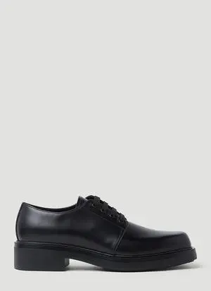 Prada Brushed Leather Derby Shoes - Black