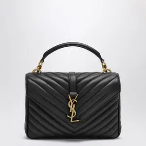 Saint Laurent Medium College Bag In Quilted Leather - Black