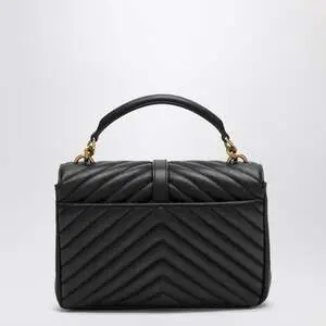 Saint Laurent Medium College Bag In Quilted Leather - Black