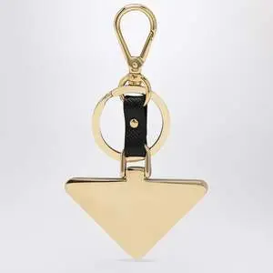 Prada Saffiano Leather And Metal Keychain - Black
