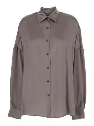 Dries Van Noten Casia Gray Shirt With Classic Collar And Long Sleeves In Cotton For - Multicolor