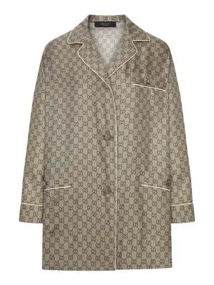 Gucci Printed Silk Twill Shirt - Brown