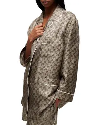 Gucci Printed Silk Twill Shirt