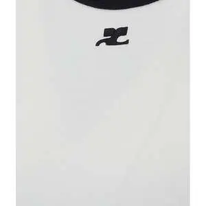 COURREGES Signature Contrast T-shirt - White