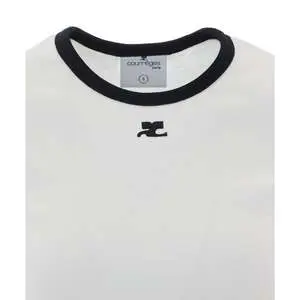 COURREGES Signature Contrast T-shirt - White