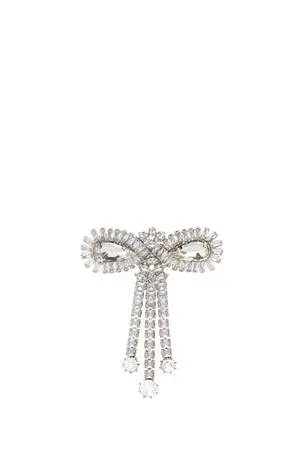 Alessandra Rich Embellished Metal Pin - White