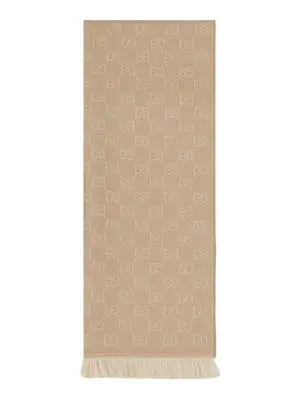 Gucci Gg Wool Scarf - Brown