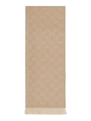 Gucci Gg Wool Scarf - Brown