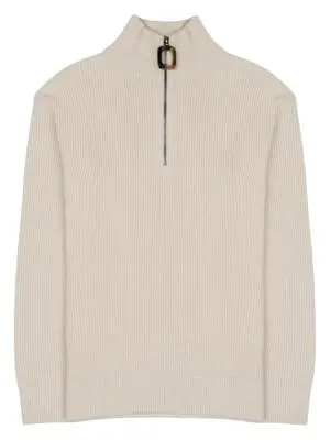 JW Anderson Maglia In Lana E Cotone Con Zip - Cream
