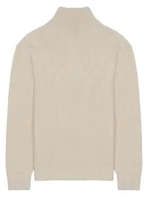 JW Anderson Ribbed Wool And Organic Cotton Quarter Zip Pullover - Cream