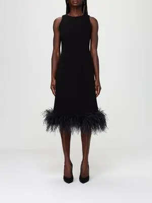 Max Mara Semito Dress With Feathers - Black