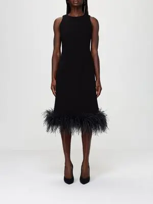 Max Mara Semito Dress With Feathers - Black