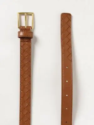 Bottega Veneta Intrecciato Lambskin Leather Belt - Brown