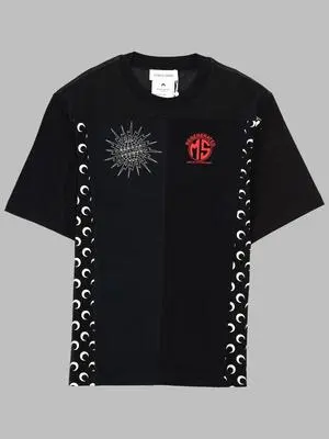 MARINE SERRE T-shirt Upcycled Con Stampa - Black