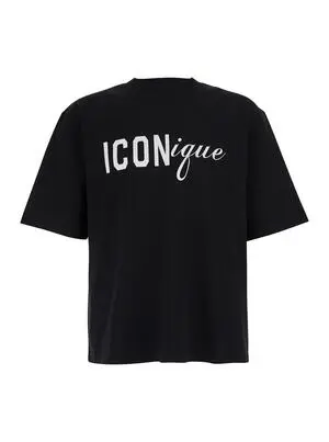Dsquared2 T-shirt With Round Neck And Logo On The Front In Cotton For - Black