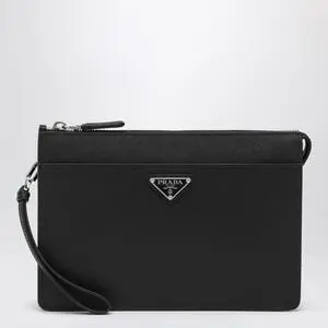 Prada Saffiano Leather Pouch - Black